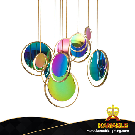 Interior Round Colorful Stainless Steel Store Salon LED Pendant Lamp ...
